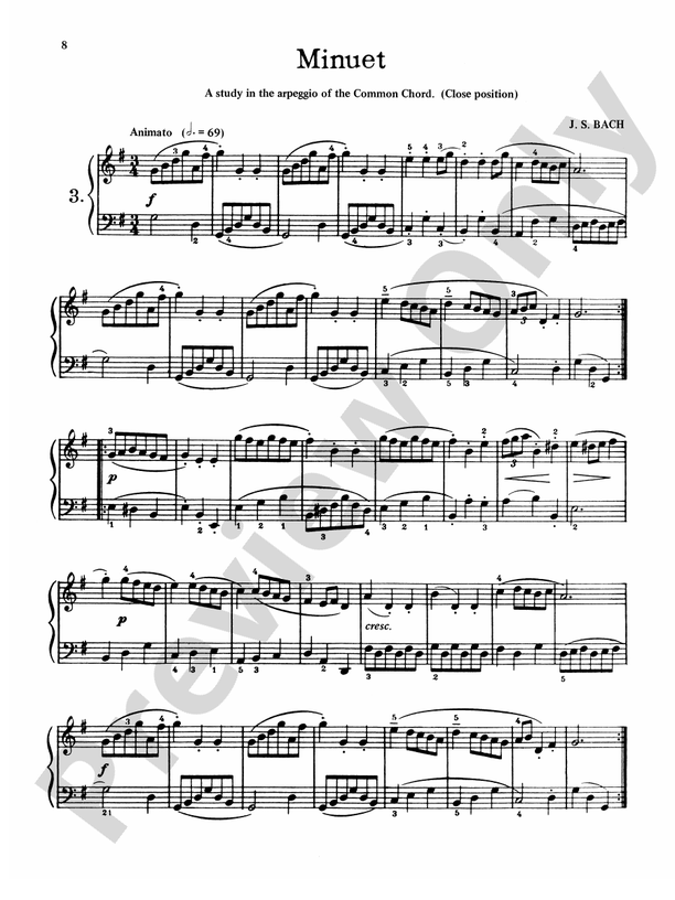 Bach: First Lessons in Bach (Ed. Carroll): 3. Minuet in G Major Part ...