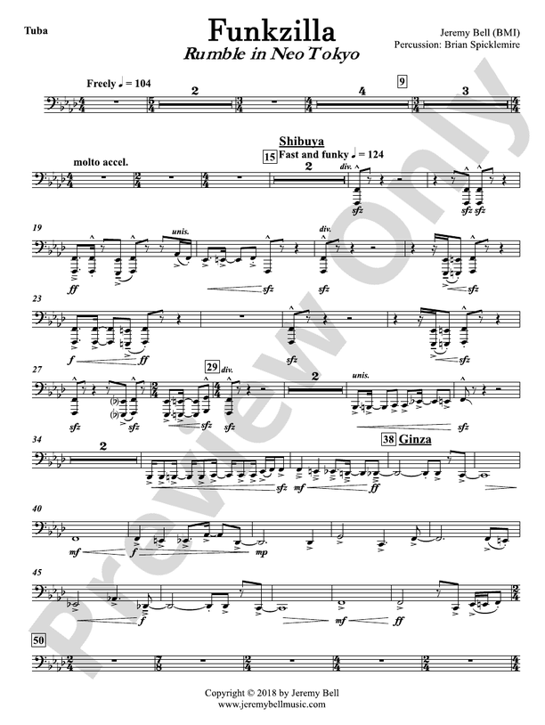 Funkzilla: Rumble in Neo Tokyo: Tuba: Tuba Part - Digital Sheet Music ...