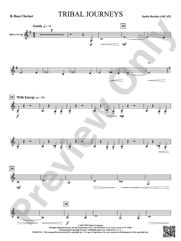 Tribal Journeys: B-flat Bass Clarinet: B-flat Bass Clarinet Part ...