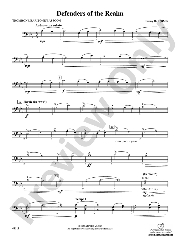 Defenders of the Realm: 1st Trombone: 1st Trombone Part - Digital Sheet ...