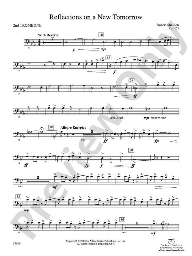 Reflections on a New Tomorrow: 2nd Trombone: 2nd Trombone Part - Digital Sheet Music Download