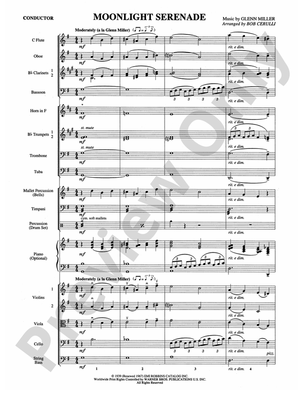 Moonlight Serenade: Score: Full Orchestra Score - Digital Sheet Music ...
