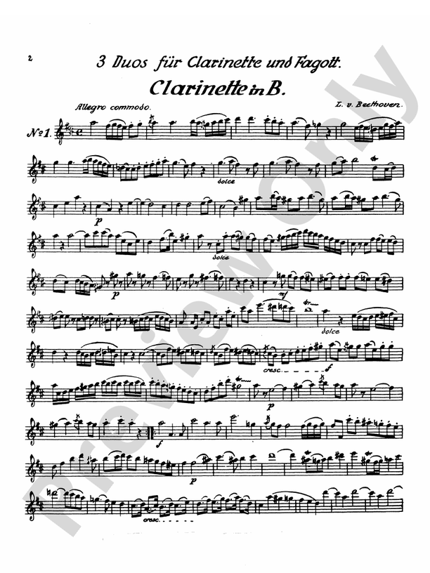 Beethoven: Three Duets for Clarinet and Bassoon: Chamber Duo Book ...