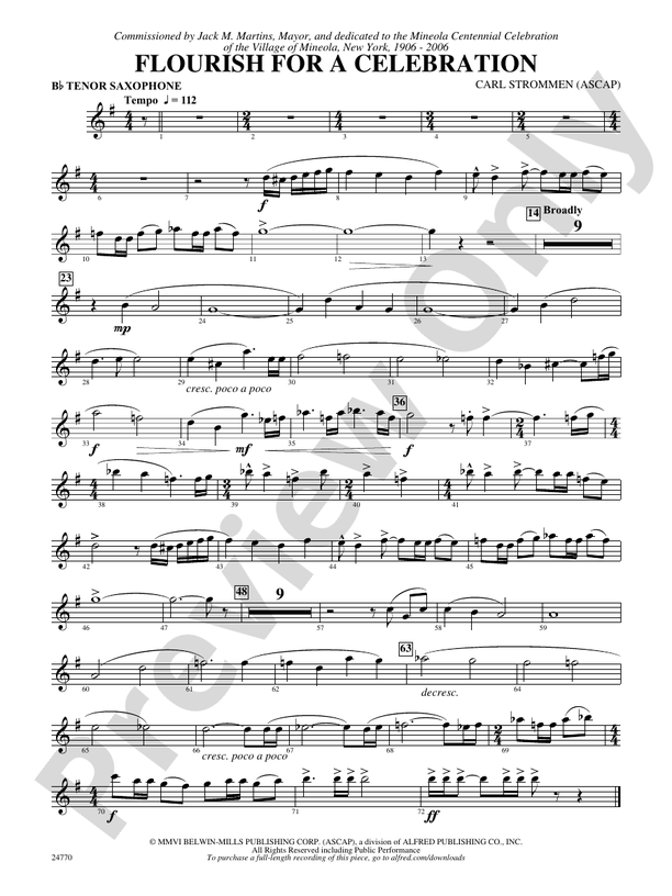 Flourish For A Celebration B Flat Tenor Saxophone B Flat Tenor