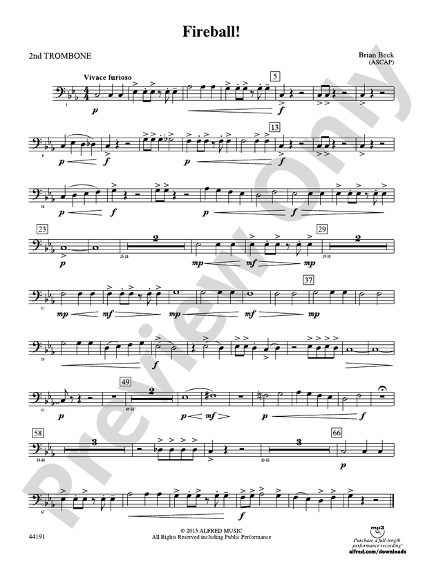 Fireball!: 2nd Trombone: 2nd Trombone Part - Digital Sheet Music Download