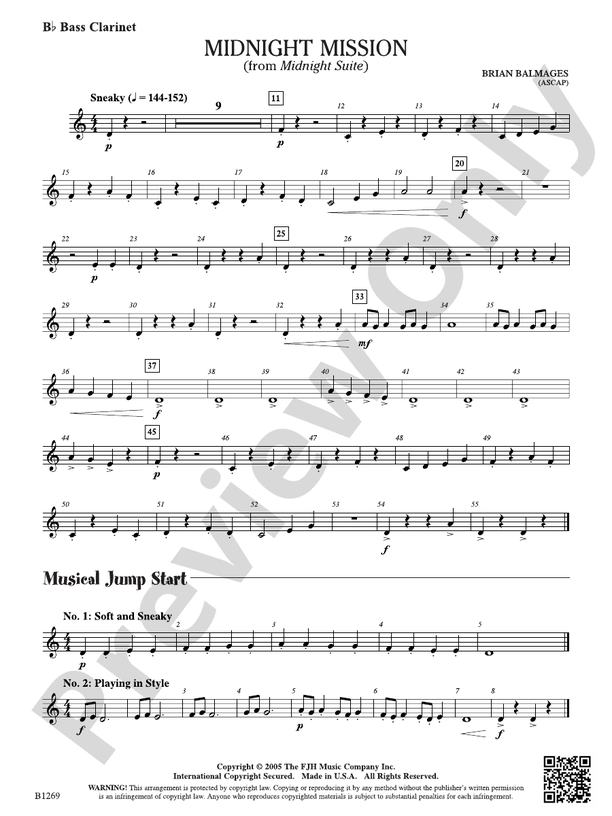 Midnight Mission (From Midnight Suite): B-flat Bass Clarinet: B-flat ...