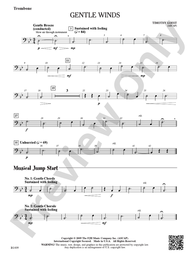 Gentle Winds: Trombone: Trombone Part: Timothy Loest - Digital Sheet ...