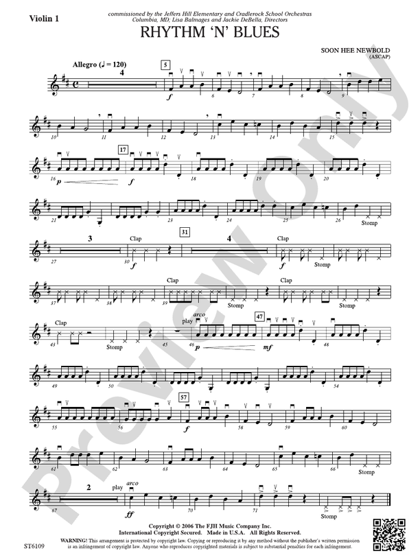 Rhythm 'n' Blues: Violin 1: Violin 1 Part: Soon Hee Newbold - Digital ...