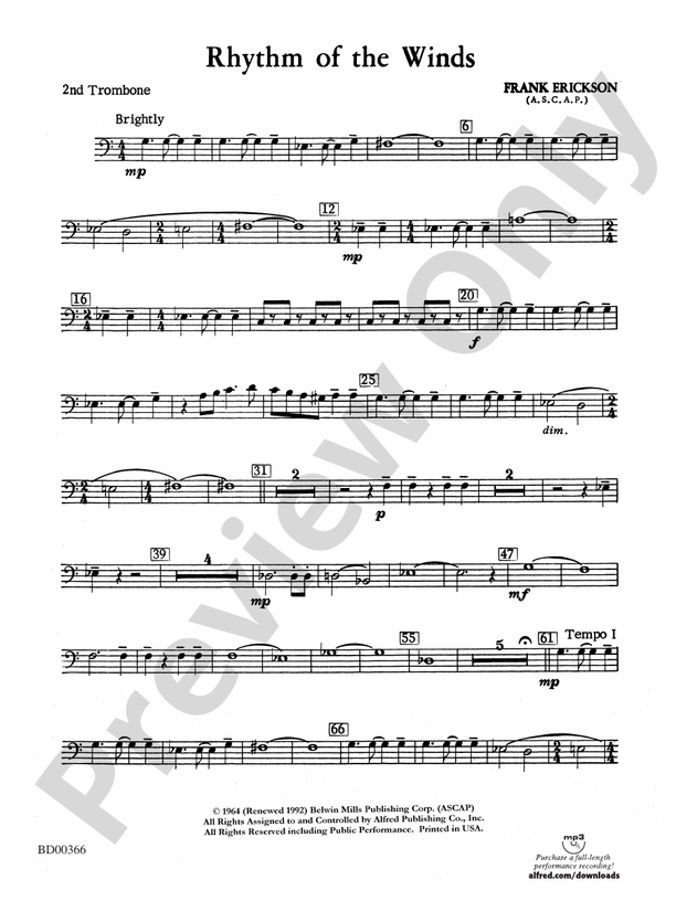 Rhythm of the Winds: 2nd Trombone: 2nd Trombone Part - Digital Sheet Music Download