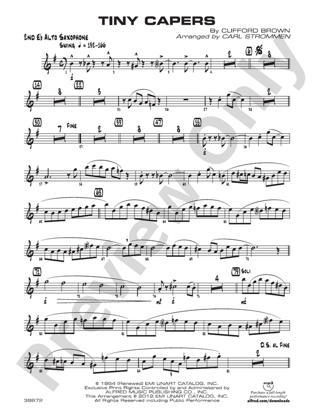 Tiny Capers: 2nd E-flat Alto Saxophone: 2nd E-flat Alto Saxophone Part - Digital Sheet Music ...