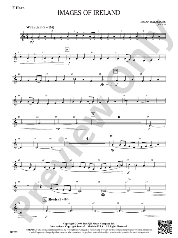 Images of Ireland: F Horn: F Horn Part: Brian Balmages - Digital Sheet ...