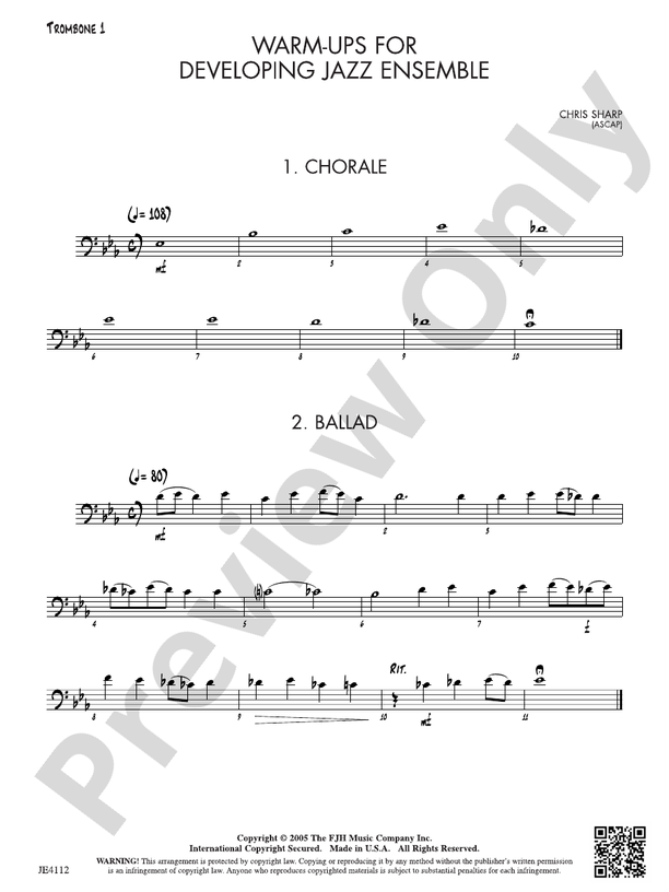 Warm-Ups for Developing Jazz Ensemble: Trombone 1: Trombone 1 Part ...