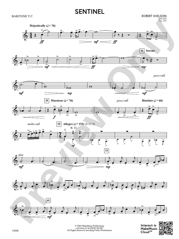 Sentinel: Baritone T.C.: Baritone T.C. Part - Digital Sheet Music Download