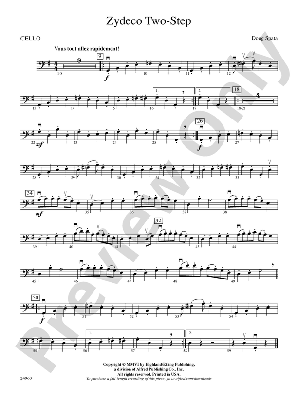 Zydeco Two-Step: Cello: Cello Part - Digital Sheet Music Download