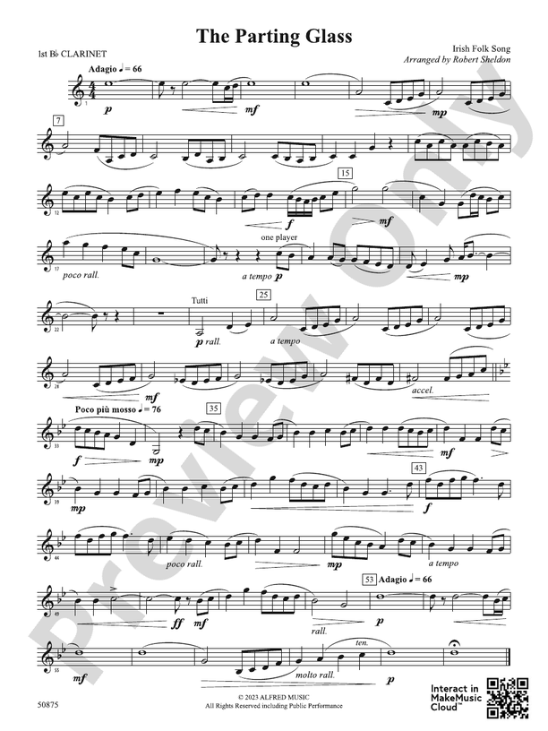 The Parting Glass: 1st B-flat Clarinet: 1st B-flat Clarinet Part ...