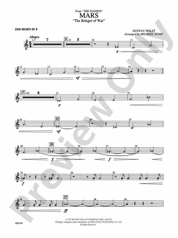 Mars ("The Bringer of War," from The Planets): 2nd F Horn: 2nd F Horn ...