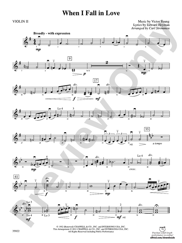 When I Fall in Love: 2nd Violin: 2nd Violin Part - Digital Sheet Music ...