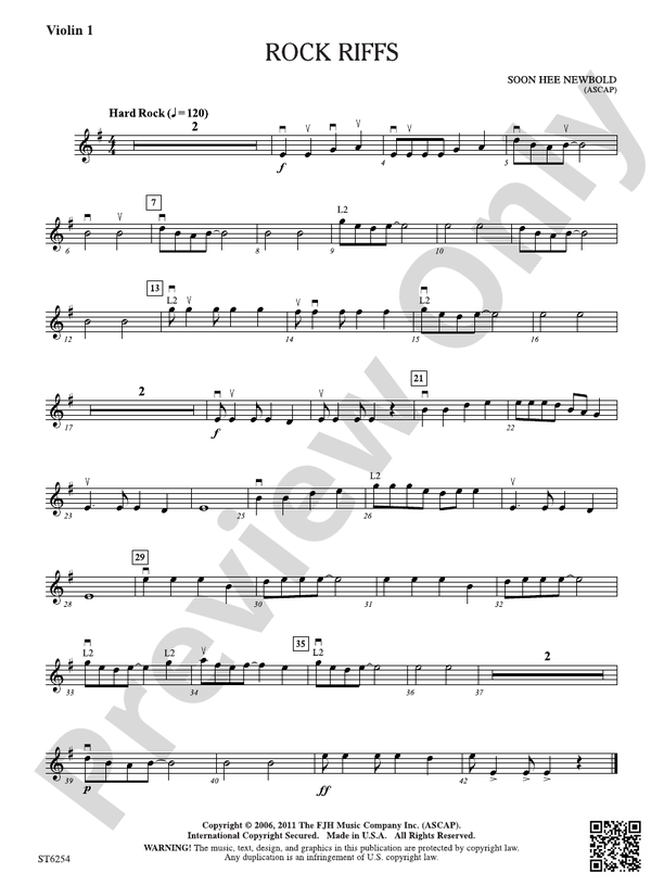 Rock Riffs: Violin 1: Violin 1 Part: Soon Hee Newbold - Digital Sheet ...