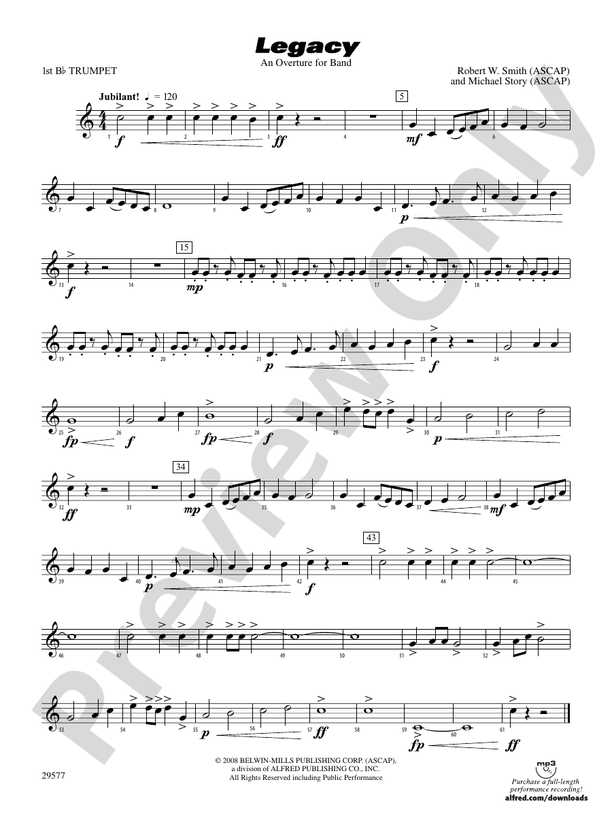 Legacy (An Overture for Band): 1st B-flat Trumpet: 1st B-flat Trumpet ...