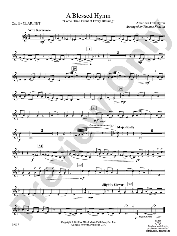 A Blessed Hymn: 2nd B-flat Clarinet: 2nd B-flat Clarinet Part - Digital Sheet Music Download