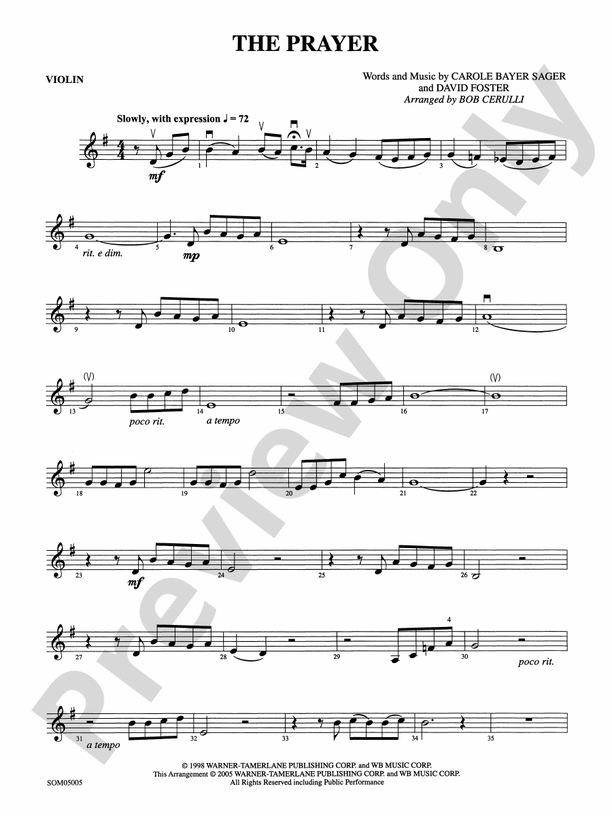 The Prayer: 1st Violin: 1st Violin Part - Digital Sheet Music Download