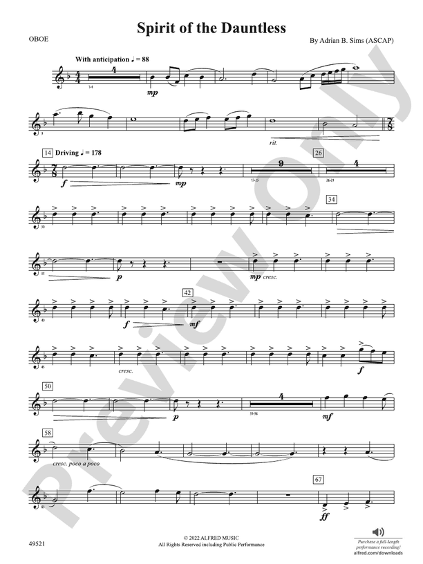 Spirit of the Dauntless: Oboe: Oboe Part - Digital Sheet Music Download