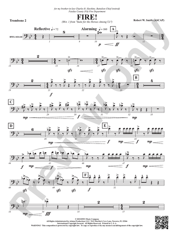 Fire! - Mvt. 1 from Suite for the Heroes Among Us: 2nd Trombone: 2nd ...
