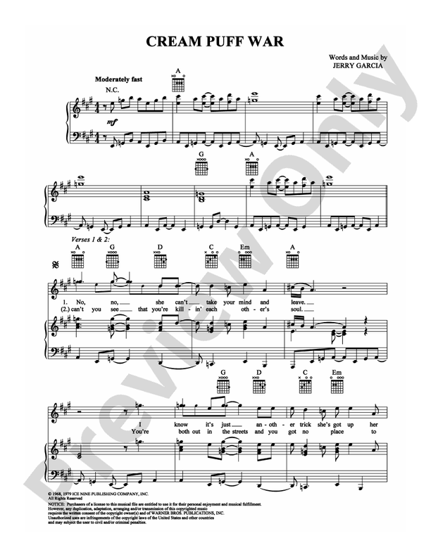 Cream Puff War: Piano/Vocal/Chords: Grateful Dead - Digital Sheet Music ...