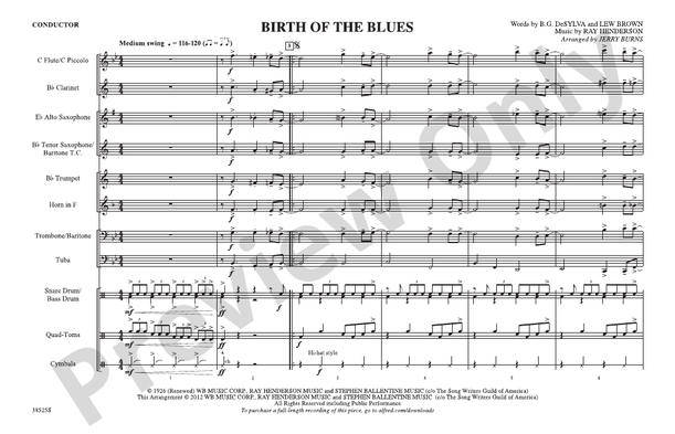 Birth of the Blues: Marching Band Conductor Score & Parts: Ray ...