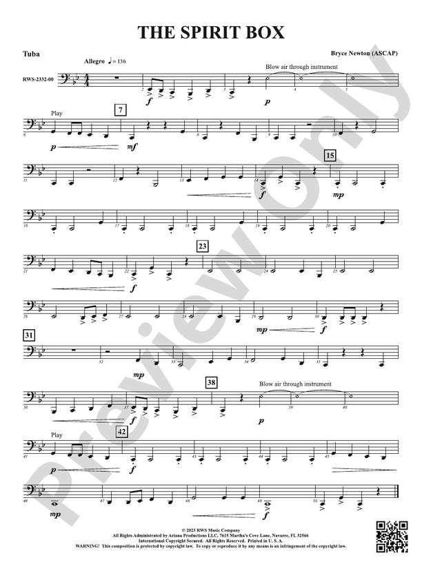 The Spirit Box: Tuba: Tuba Part: Bryce Newton - Digital Sheet Music ...
