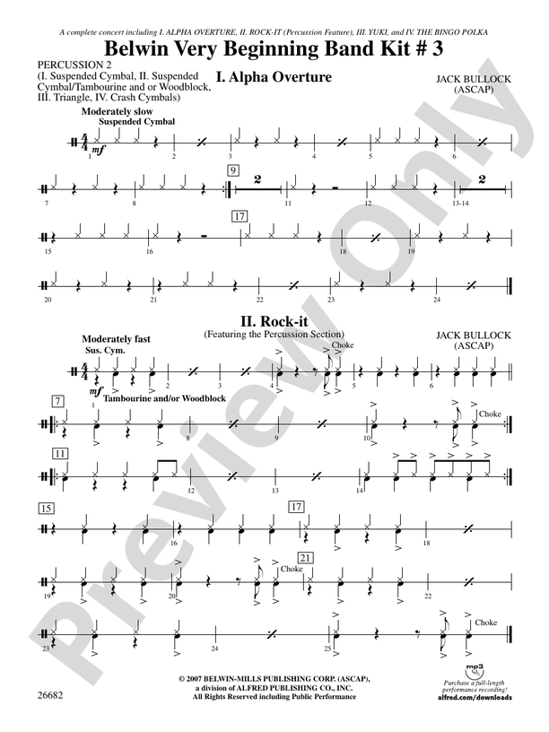 Belwin Very Beginning Band Kit #3: 2nd Percussion: 2nd Percussion Part ...