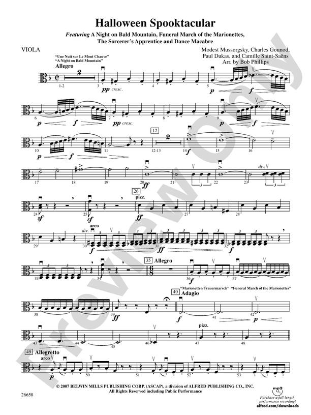 Halloween Spooktacular: Viola: Viola Part - Digital Sheet Music Download