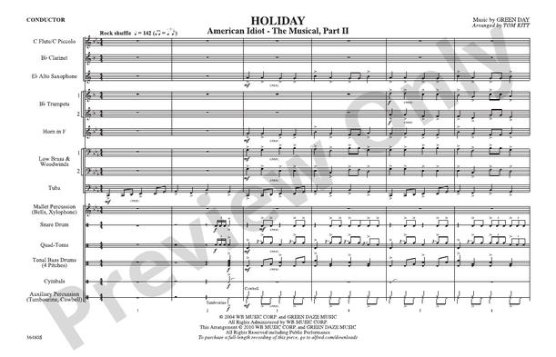 Holiday: Score: Marching Band Score - Digital Sheet Music Download