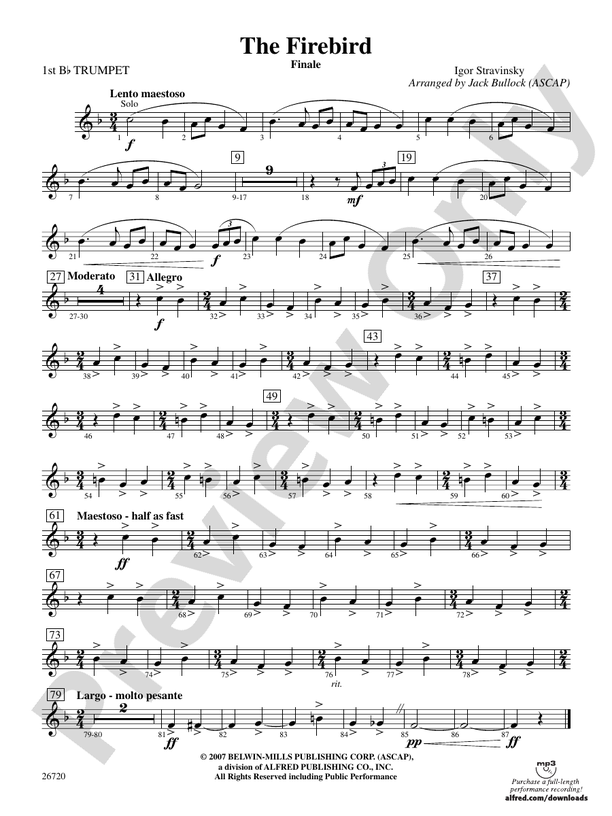 The Firebird: 1st B-flat Trumpet: 1st B-flat Trumpet Part - Digital Sheet Music Download