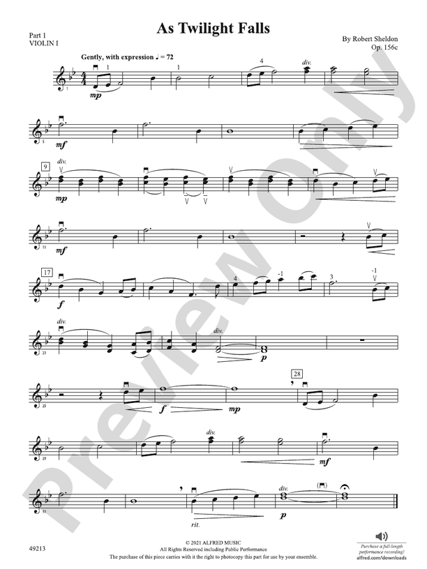 As Twilight Falls: Part 1 - Violin I: Part 1 - Violin I Part - Digital ...
