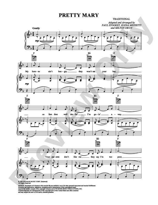 Pretty Mary: Piano/Vocal/Chords: Peter, Paul & Mary - Digital Sheet Music Download