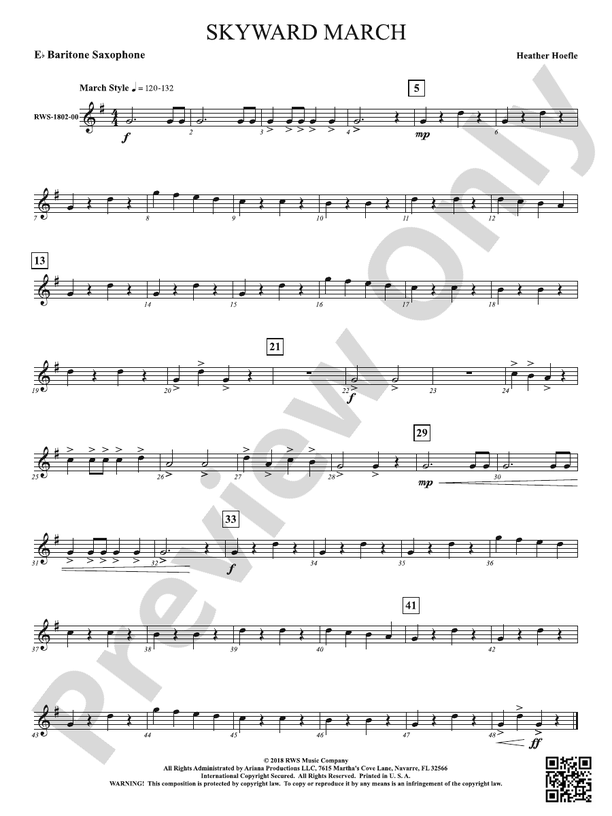 Skyward March: E-flat Baritone Saxophone: E-flat Baritone Saxophone Part: Heather Hoefle ...
