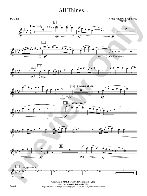 All Things: Flute: Flute Part - Digital Sheet Music Download