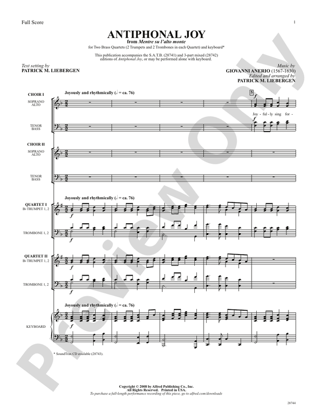 Antiphonal Joy (from Mentre su l'alto monte): Choral Octavo SoundPax ...