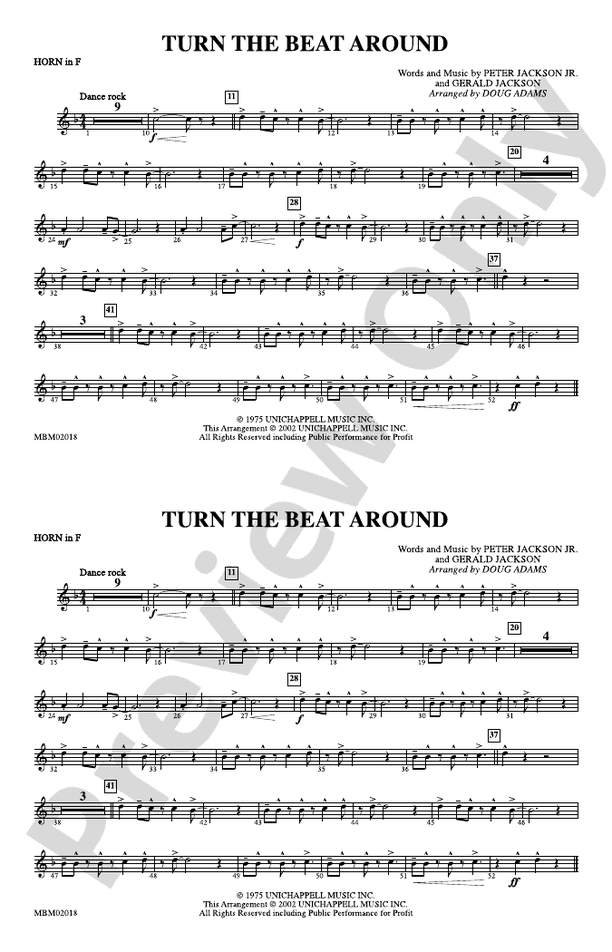 Turn the Beat Around: 1st F Horn: 1st F Horn Part - Digital Sheet Music ...