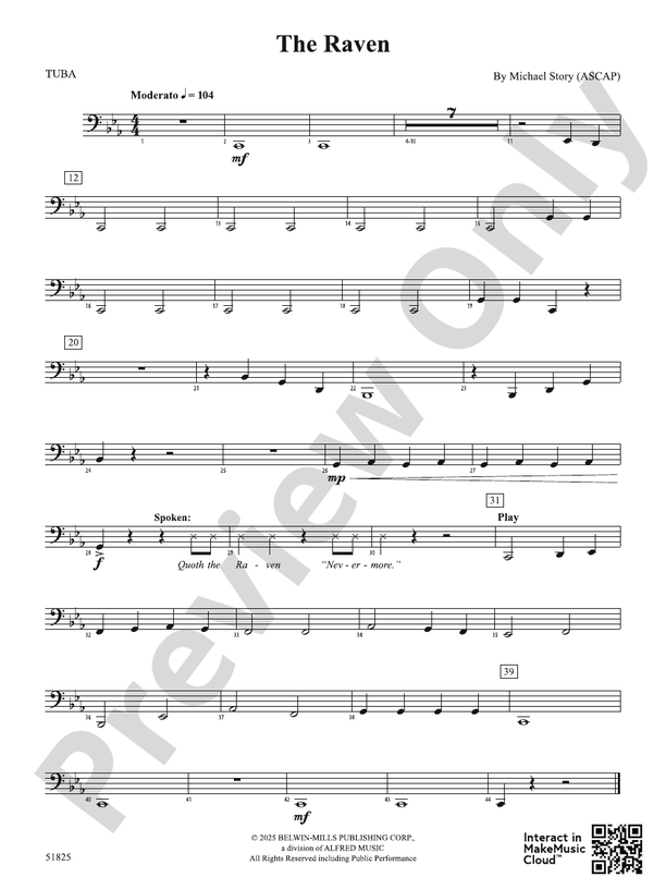 The Raven: Tuba: Tuba Part - Digital Sheet Music Download