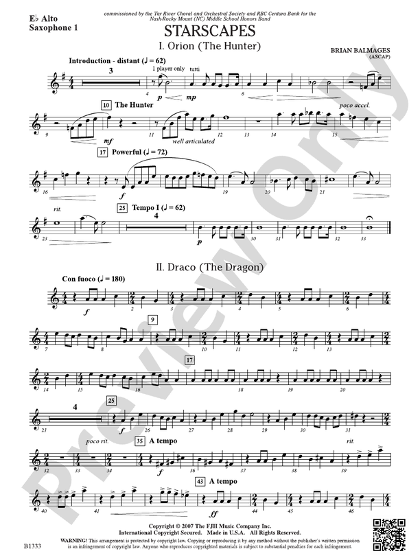 Starscapes: E-flat Alto Saxophone 1: E-flat Alto Saxophone 1 Part: Brian Balmages - Digital ...