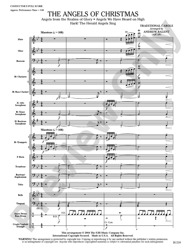 The Angels of Christmas: Score: Concert Band Score: Andrew Balent ...