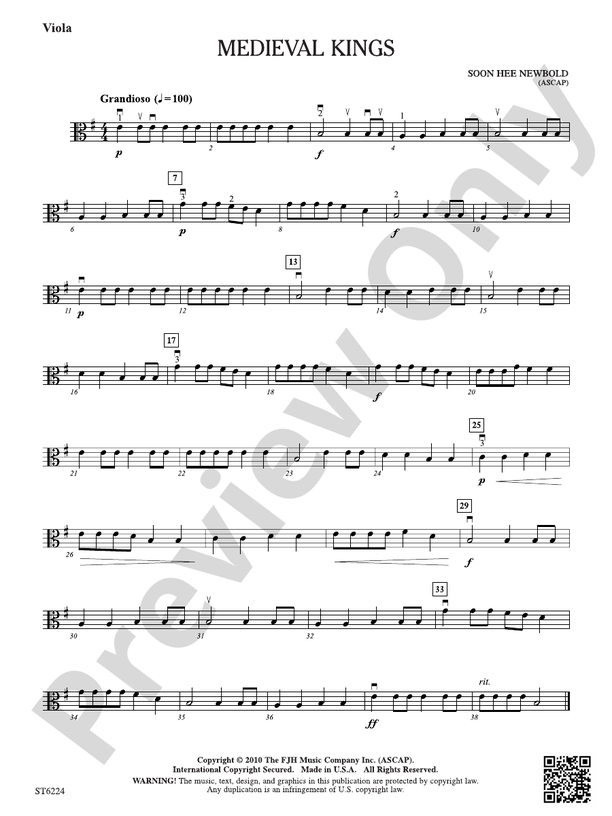 Medieval Kings: Viola: Viola Part: Soon Hee Newbold - Digital Sheet ...