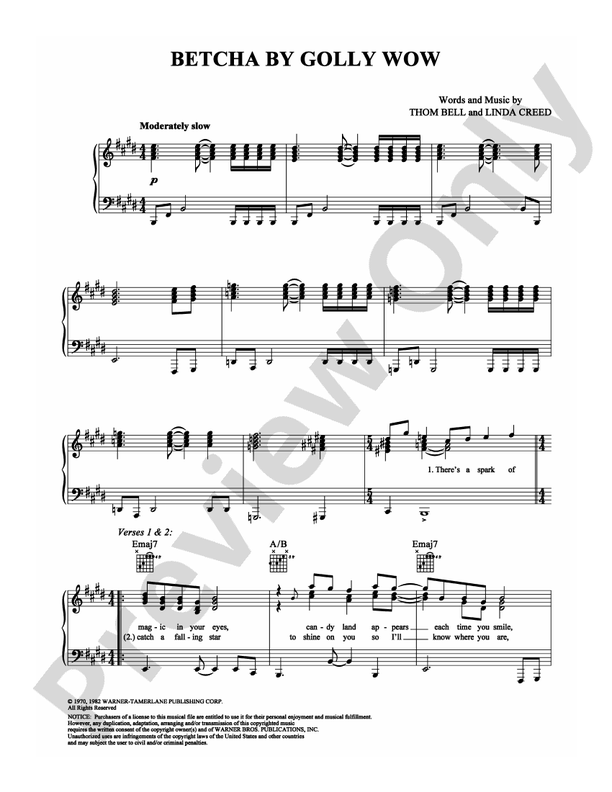 Betcha By Golly Wow: Piano/Vocal/Chords: The Stylistics - Digital Sheet ...