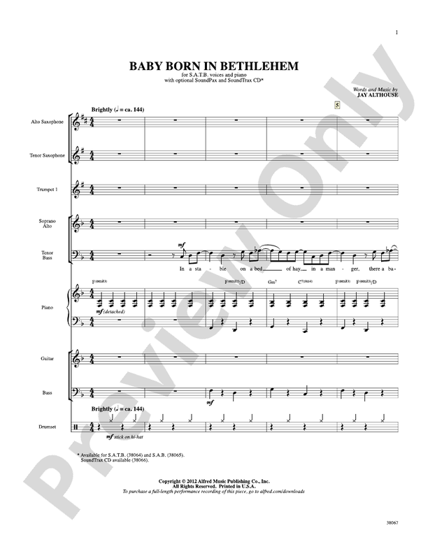 Baby Born in Bethlehem: Score: Choir Score - Digital Sheet Music Download