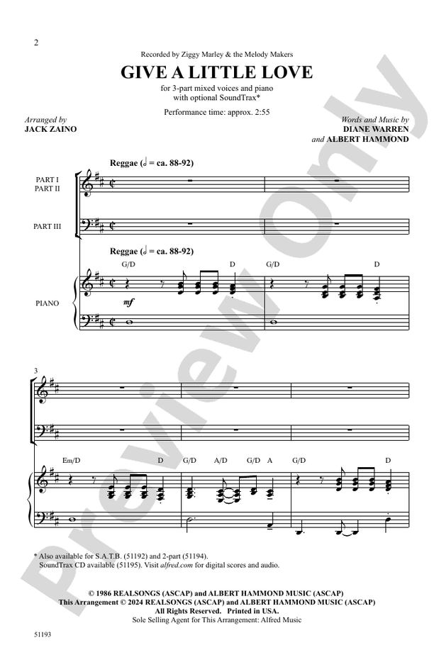 Give a Little Love: 3-Part Mixed Choral Octavo: Diane Warren - Digital ...