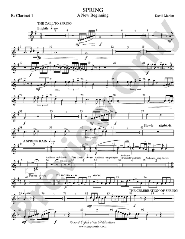 Spring (A New Beginning): 1st B-flat Clarinet: 1st B-flat Clarinet Part - Digital Sheet Music ...