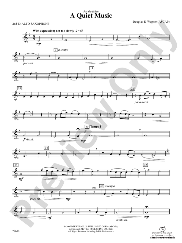 A Quiet Music: 2nd E-flat Alto Saxophone: 2nd E-flat Alto Saxophone ...