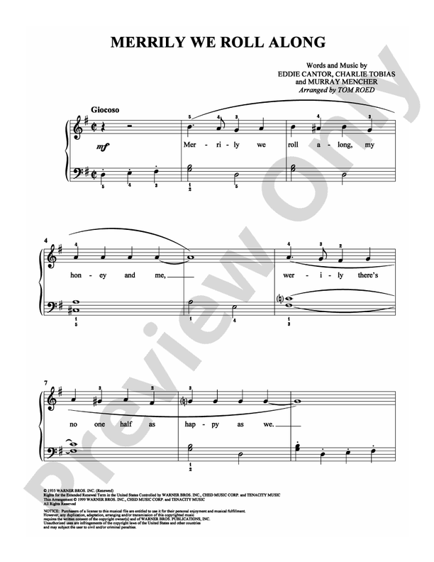 Merrily We Roll Along: Easy Piano: Eddie Cantor - Digital Sheet Music ...